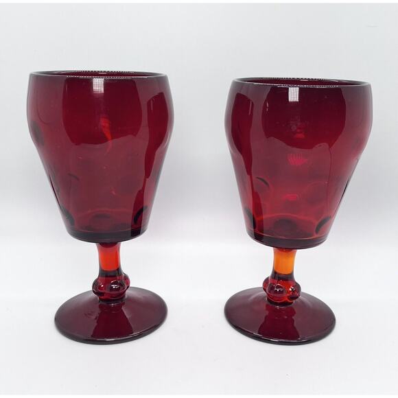 Paden City | Dining | 2 Paden City Water Goblets Red Amberina Popeye ...